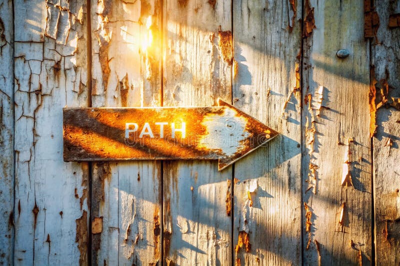 Charming Rustic Directional Sign DoubleExposed on a Weathered White ...