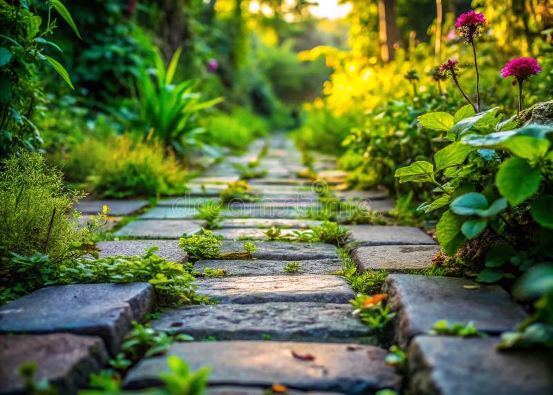 Charming Rustic Garden Path Unique Concrete Chocks Create a Distinctive ...