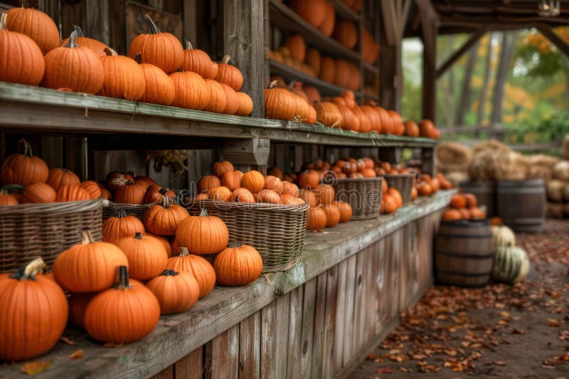 Charming Rustic Gourd Barn Filled with Pumpkins, a Cozy Fall Setting ...
