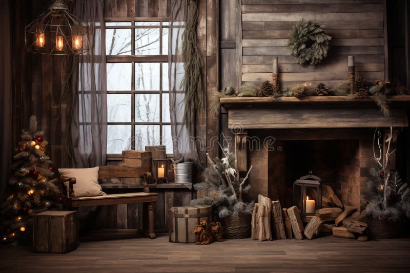 Charming and Rustic Holiday Decorations Stock Illustration ...