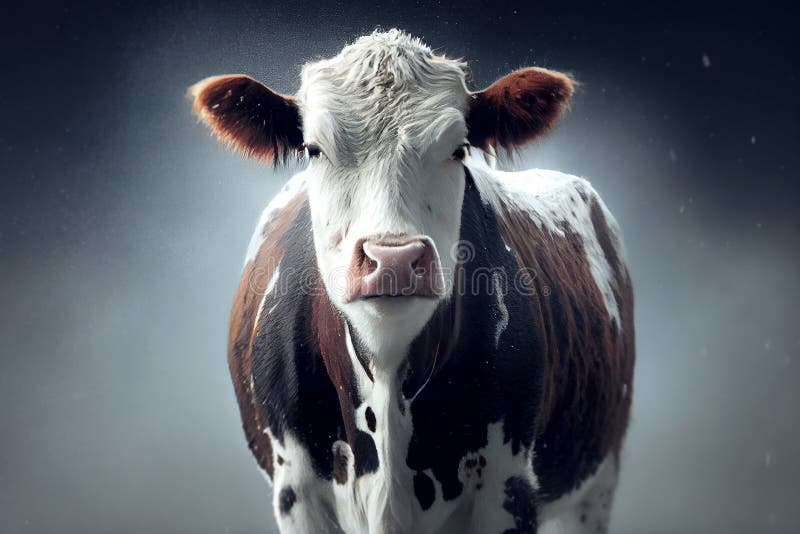 A Charming and Rustic Illustration of a Cow, Depicting Its Distinctive ...