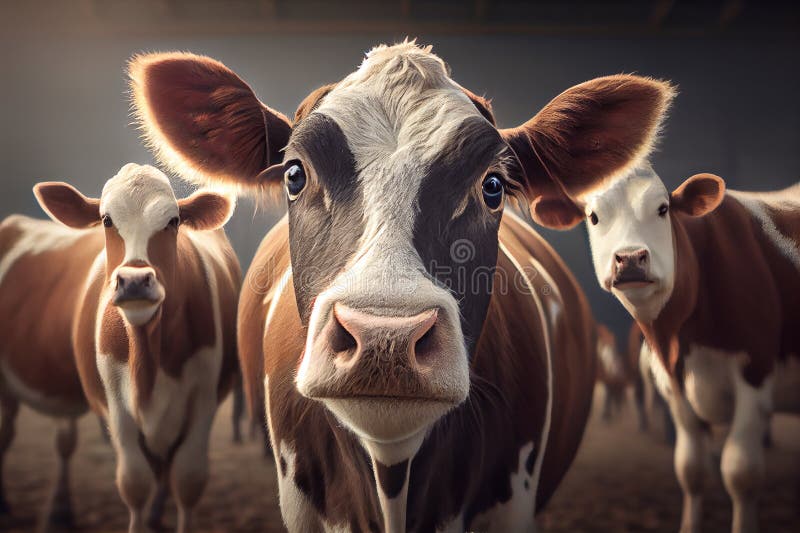 A Charming and Rustic Illustration of a Cow, Depicting Its Distinctive ...