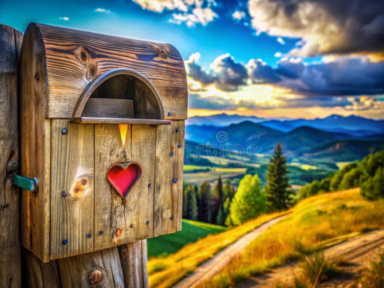 Charming Rustic Mailbox Holds a Heartfelt Envelope a Panoramic ...
