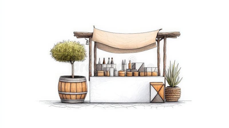 Charming Rustic Market Stall with Natural Elements and Simple Aesthetic ...
