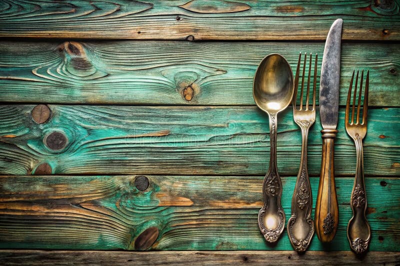Charming Rustic Silverware Set on a Wood Tabletop Perfect for a ...