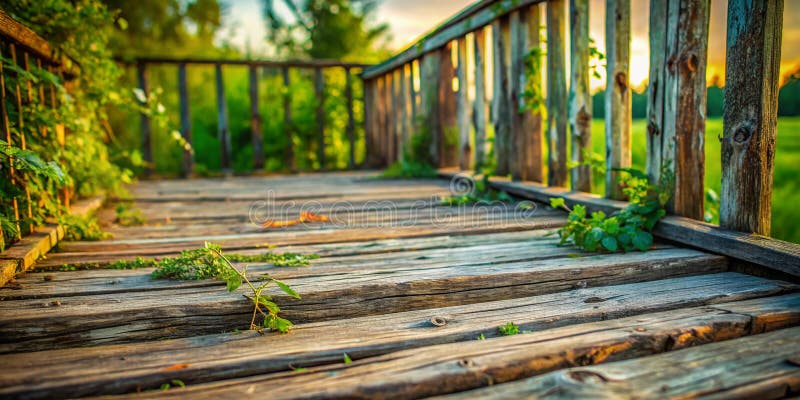 Charming Rustic Wooden Platform with Railing a Candid Outdoor ...