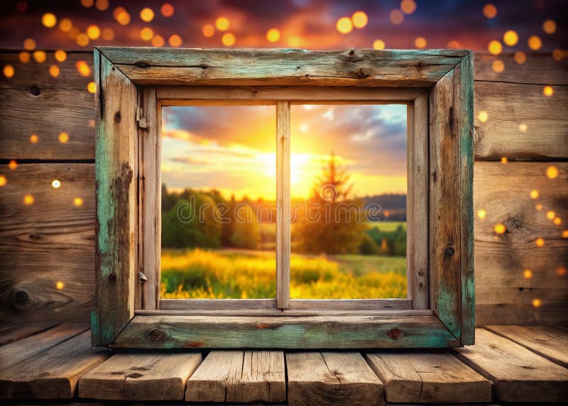 Charming Rustic Wooden Window Frame with Bokeh Background a Versatile ...