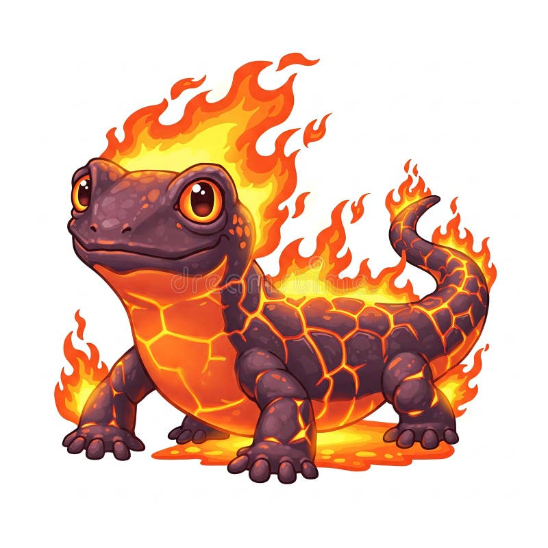 Mythical Fire Gecko stock illustration. Illustration of molten - 361293142