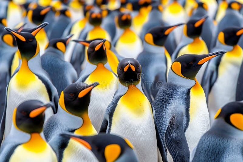 A Charming Scene of a Flock of Penguins Gathering in the Icy Landscape ...
