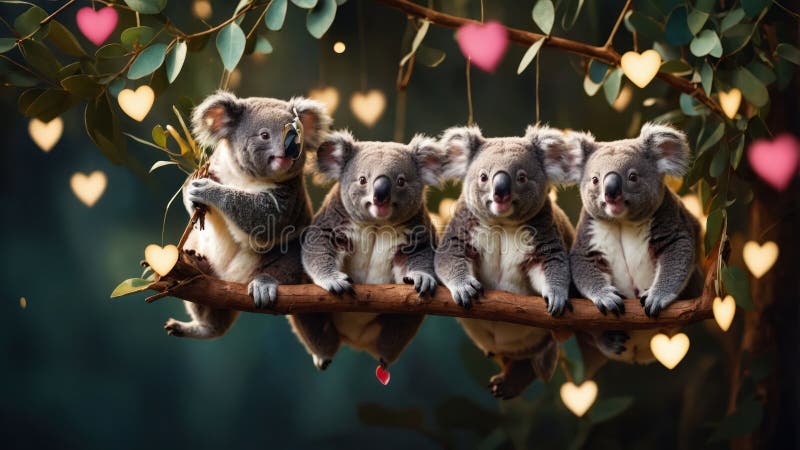 Adorable Koala Quartet stock illustration. Illustration of friends ...