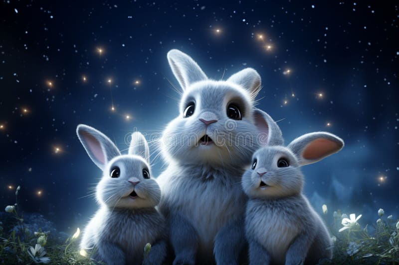 Charming Scene of a Rabbit Family Sharing a Stock Illustration ...