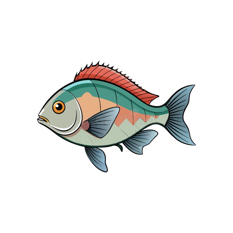 Charming Sea Bream Fish Depiction in Vivid Colors Stock Illustration ...