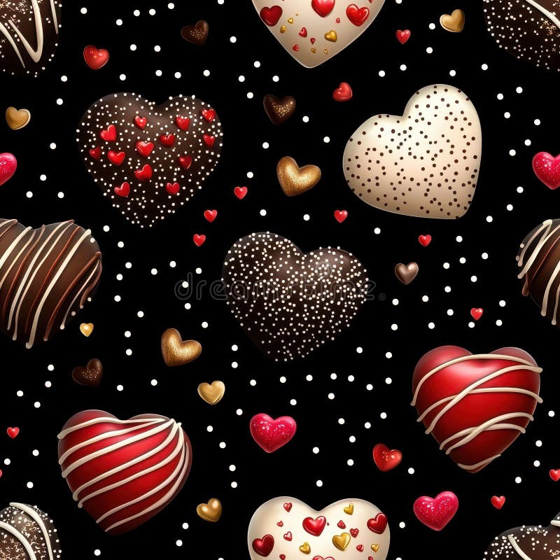 Charming Seamless Chocolate Texture Featuring Heart Shapes and ...