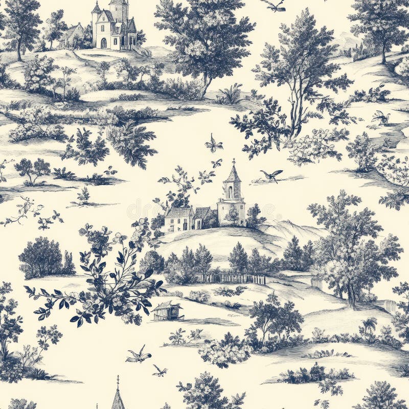 Rustic Countryside Seamless Pattern Design Stock Illustration ...