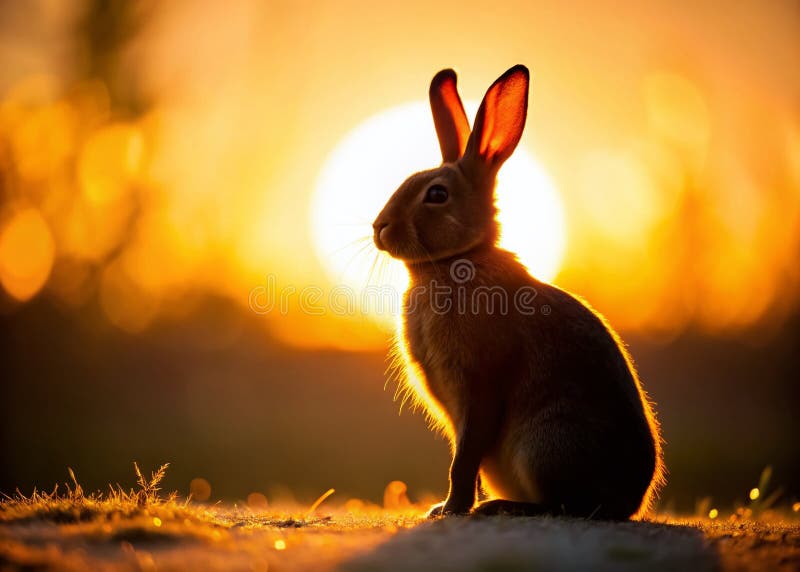 Charming Silhouette of a Bunny Rabbit with Tick Marks Profile View ...