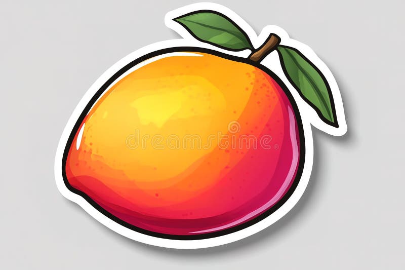 Sweet Mango Cartoon Sticker: Simple, Stylized Fruit Illustration ...