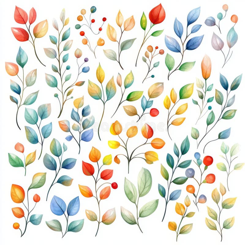 Charming and Simple Watercolor Botanical Art Stock Image - Image of ...