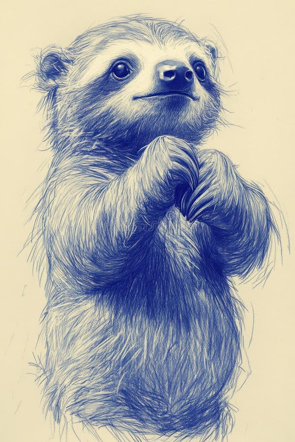 Sloth Standing Upright in a Playful Pose with a Curious Expression ...
