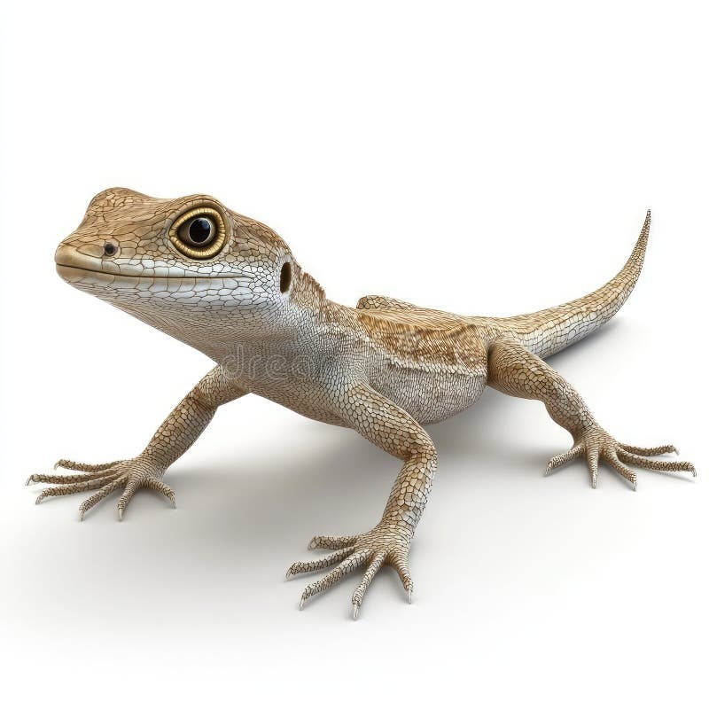 Cute Small Lizard Reptile on White Background Stock Illustration ...