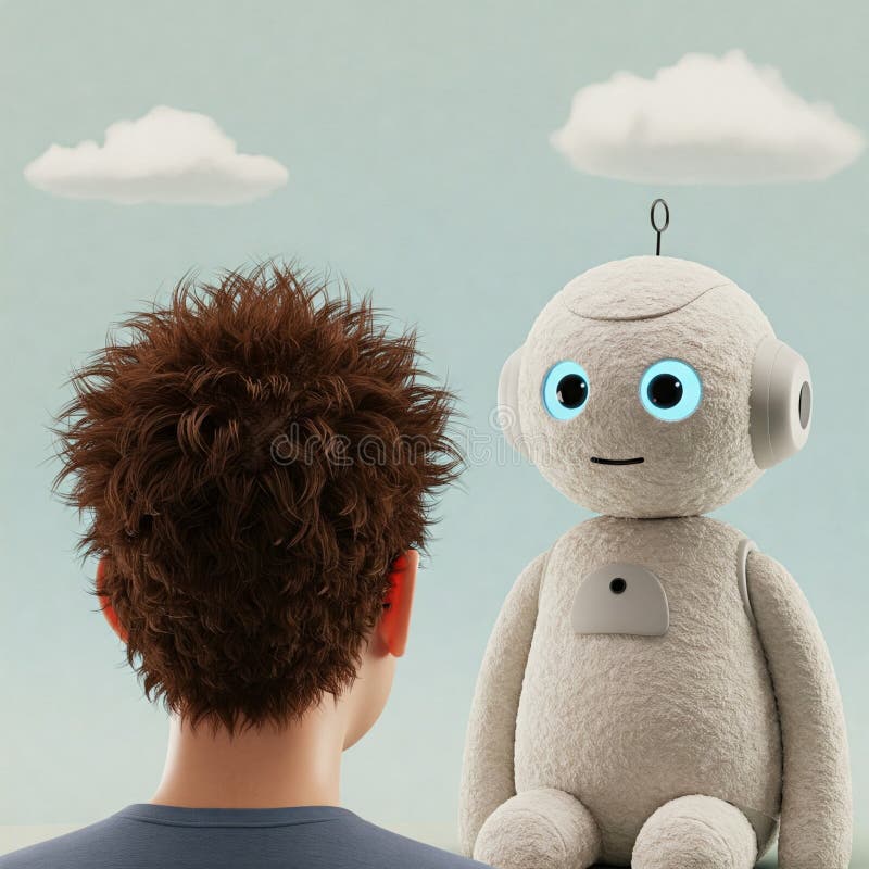 A Small Robot Facing a Person. Stock Image - Image of connection ...