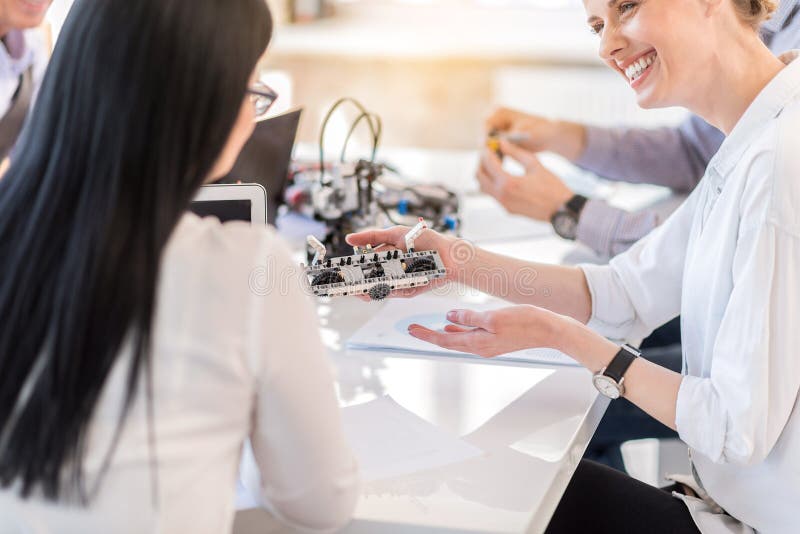 Charming Smart Ladies Testing Modern Technologies Stock Image - Image ...