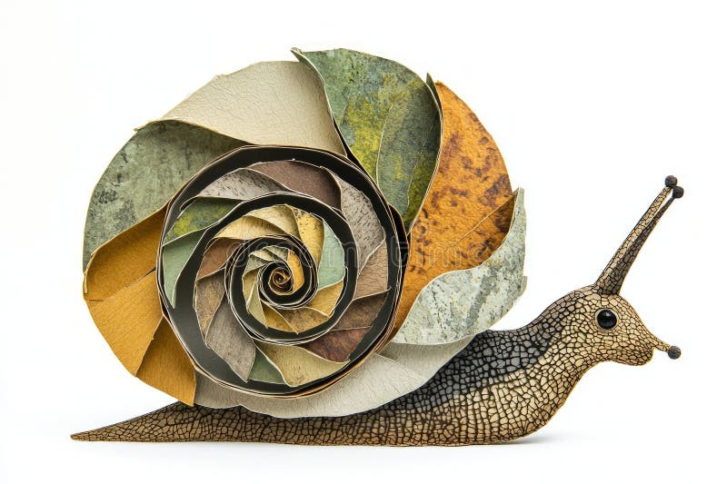 Charming Snail Features a Spiraled Shell Made from Layered Brown and ...