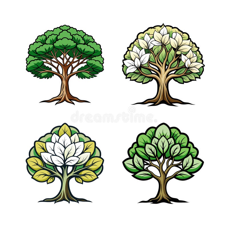 Charming Southern Magnolia Tree Graphic Stock Vector - Illustration of ...