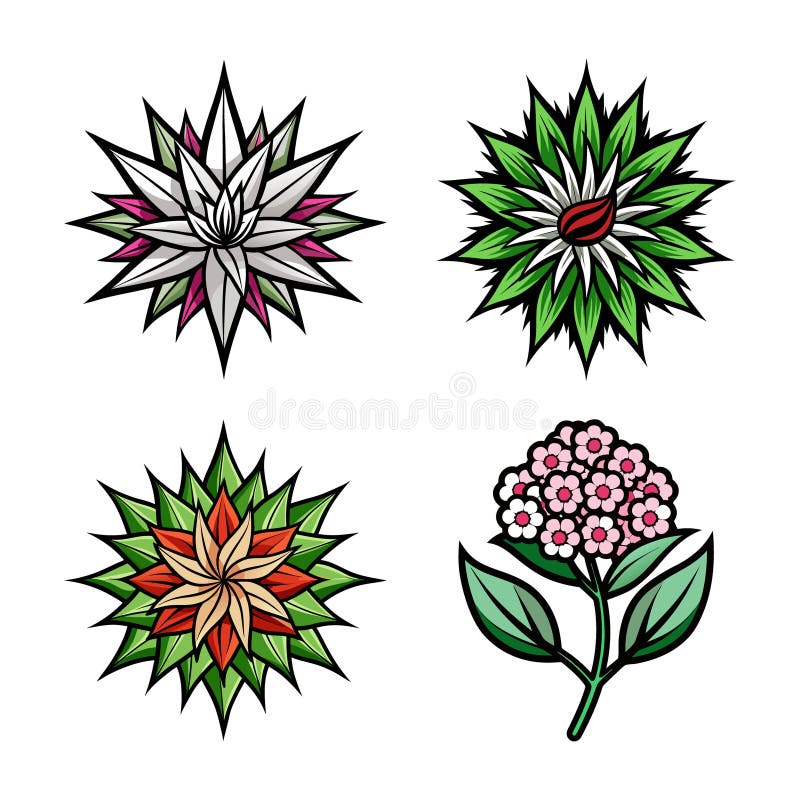 Charming Spiky-Leaved Flower Artwork Stock Vector - Illustration of ...