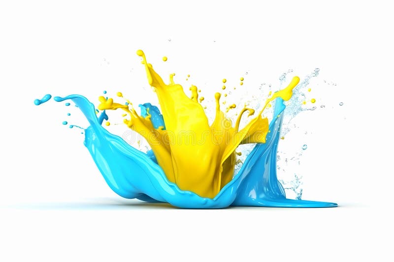 Charming Splash Blue and Yellow Paint Stock Illustration - Illustration ...