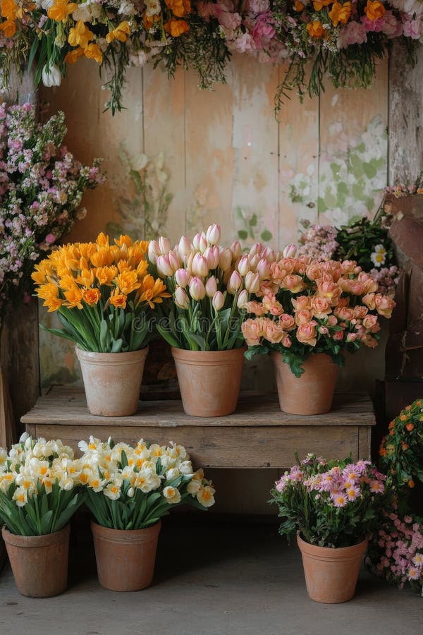 Charming Spring Blossoms and Timeless Furniture and Decor Stock Image ...