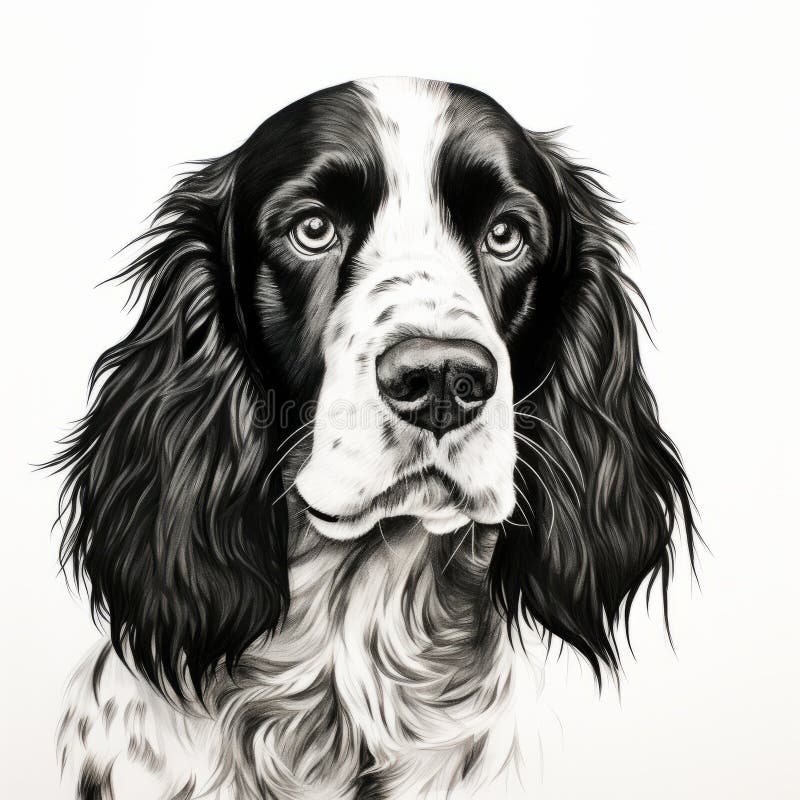 Charming Springer Spaniel Drawing in Richard Phillips Style Stock ...