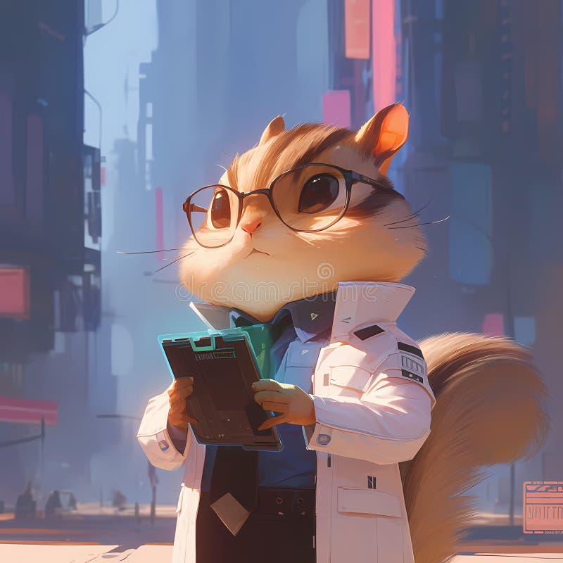 Energetic Squirrel Scientist in Cityscape Stock Illustration ...