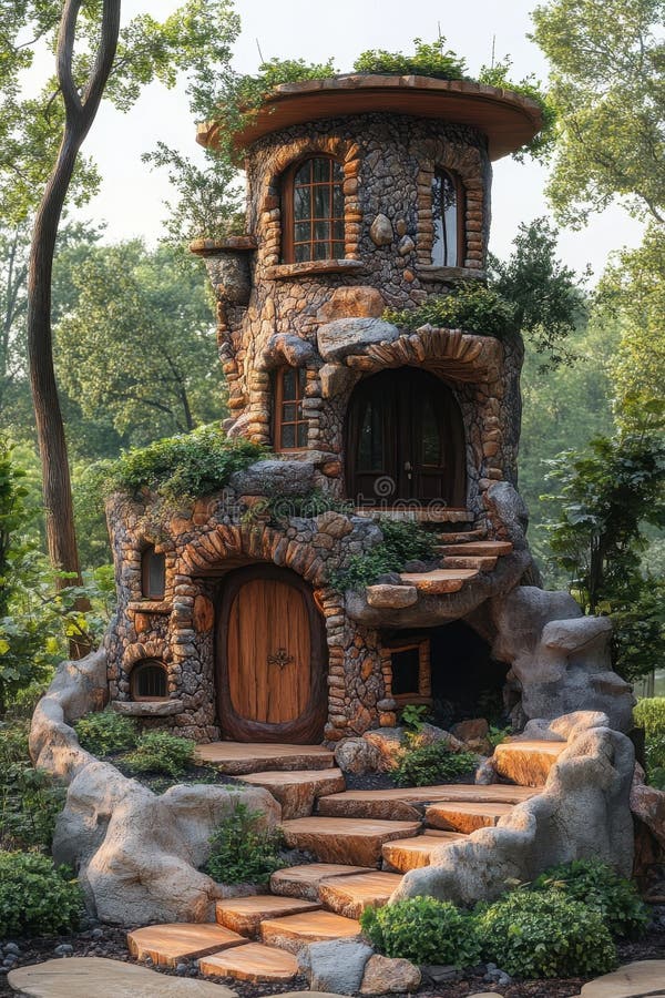 Unique Stone Cottage Surrounded by Greenery with Intricate Design and ...