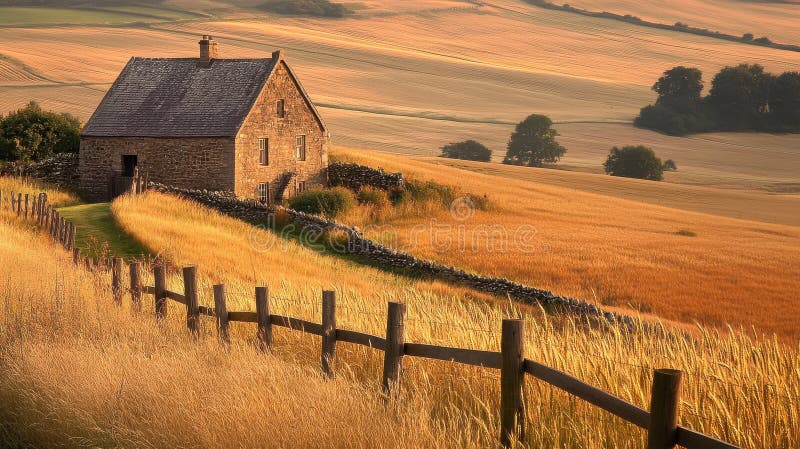 Charming Stone House in Idyllic Countryside Setting with Golden Fields ...