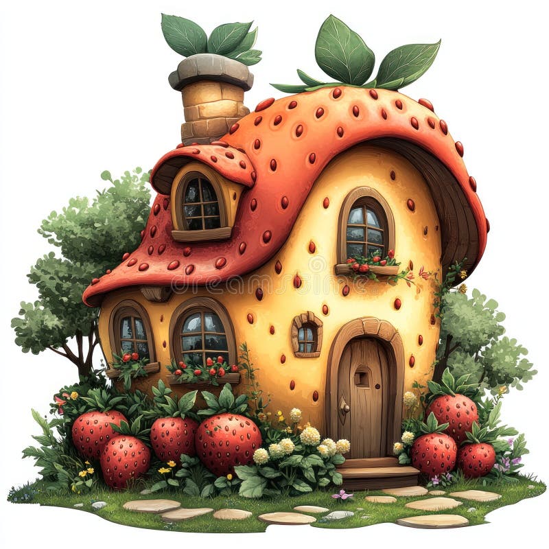 Charming Strawberry House Illustration Stock Illustration ...
