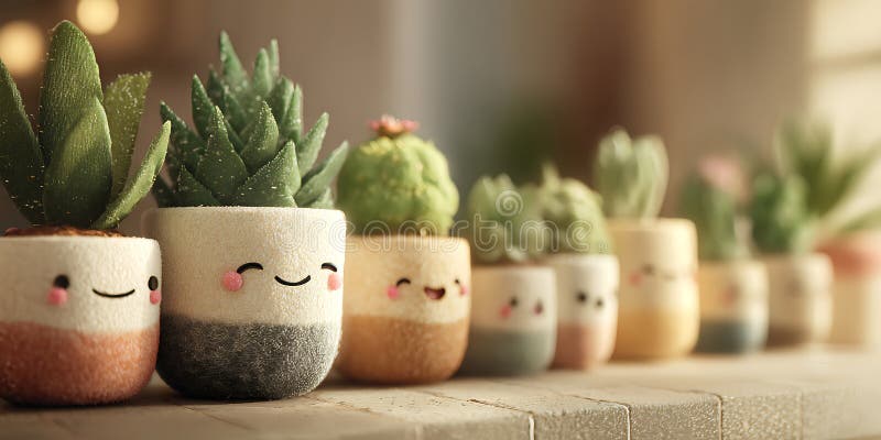 Charming Succulents in Cute Pots a Delightful Collection Stock ...
