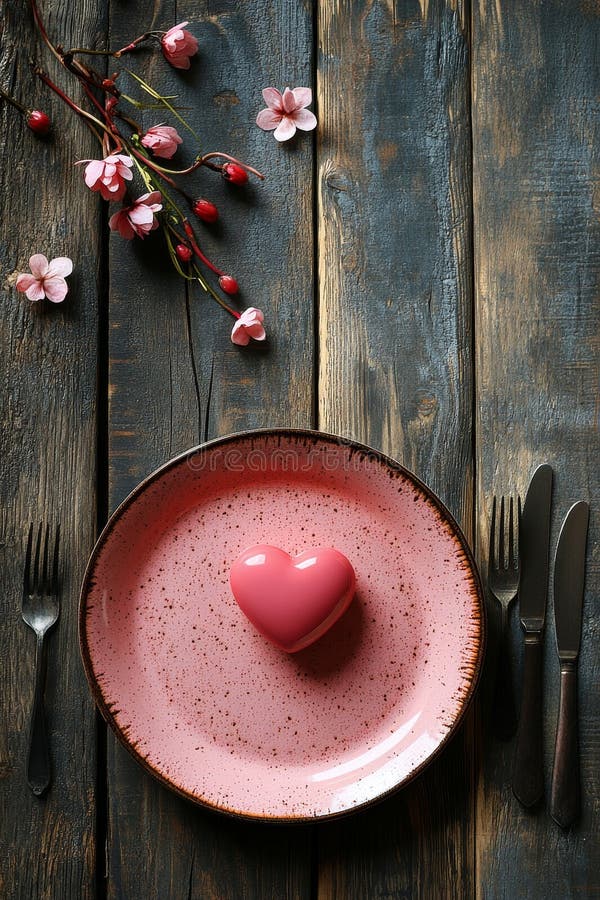 Charming Table Setting with Heart-shaped Decoration on Vintage Plates ...