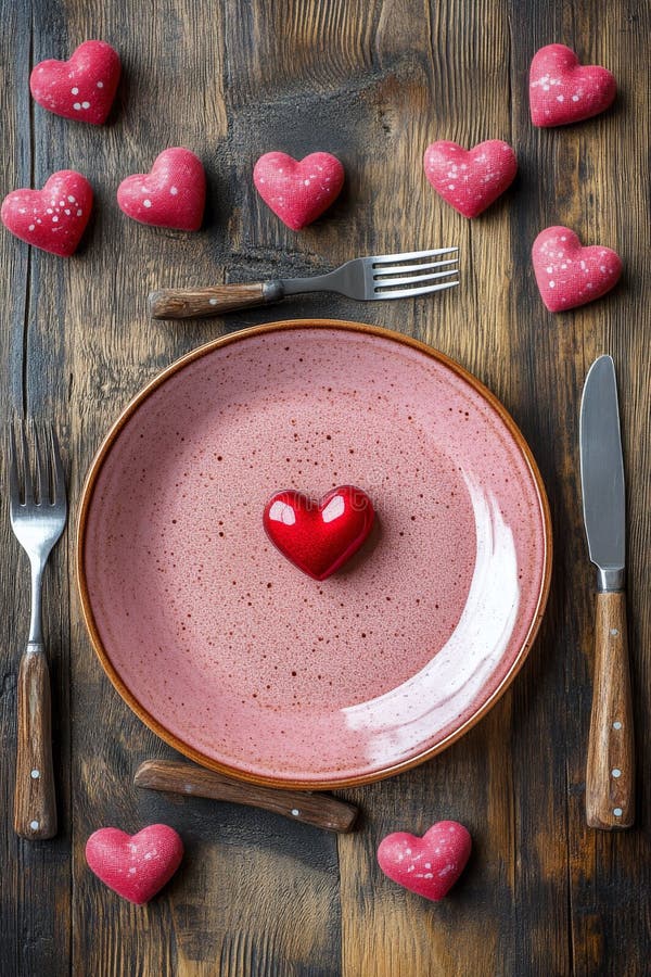 Charming Table Setting with Heart-shaped Decoration on Vintage Plates ...