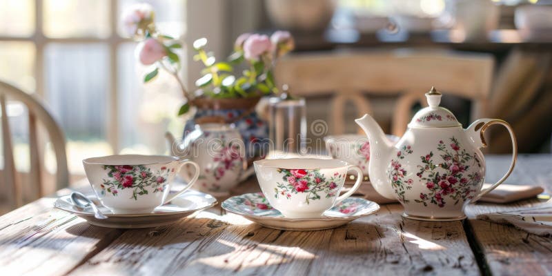 A Charming Tea Set with Vintage Patterns, for a Cozy Tea Party Created ...
