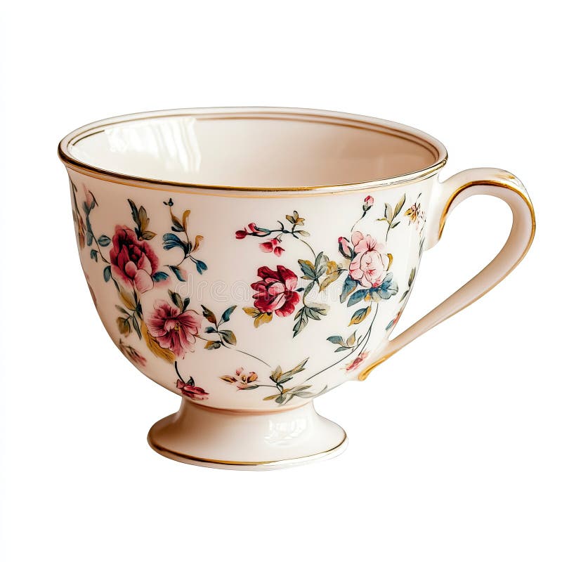 Charming Teacup Adorned with Delicate Floral Patterns Stock ...