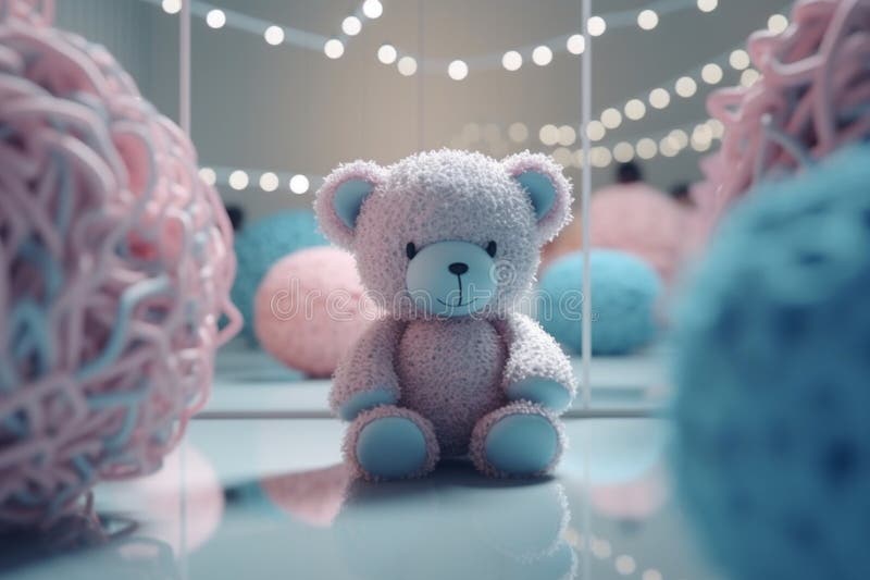 Ai Generative Teddy Bear on the Floor with Reflection. Pastel Tone ...