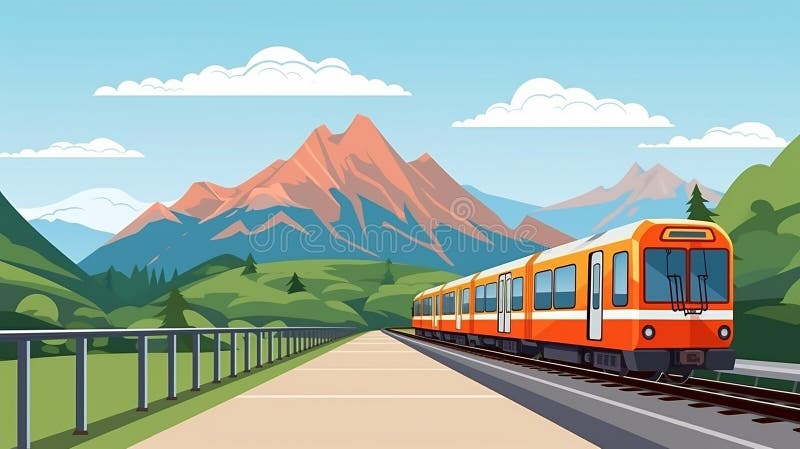 Charming Train Platform with Mountain Landscape for Kids – Simple ...