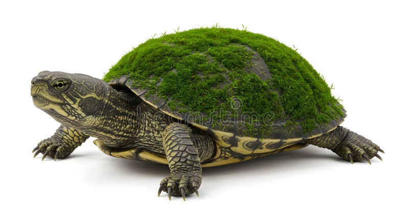 Charming Turtle Shell Covered with Lush Green Moss Stock Photo - Image ...