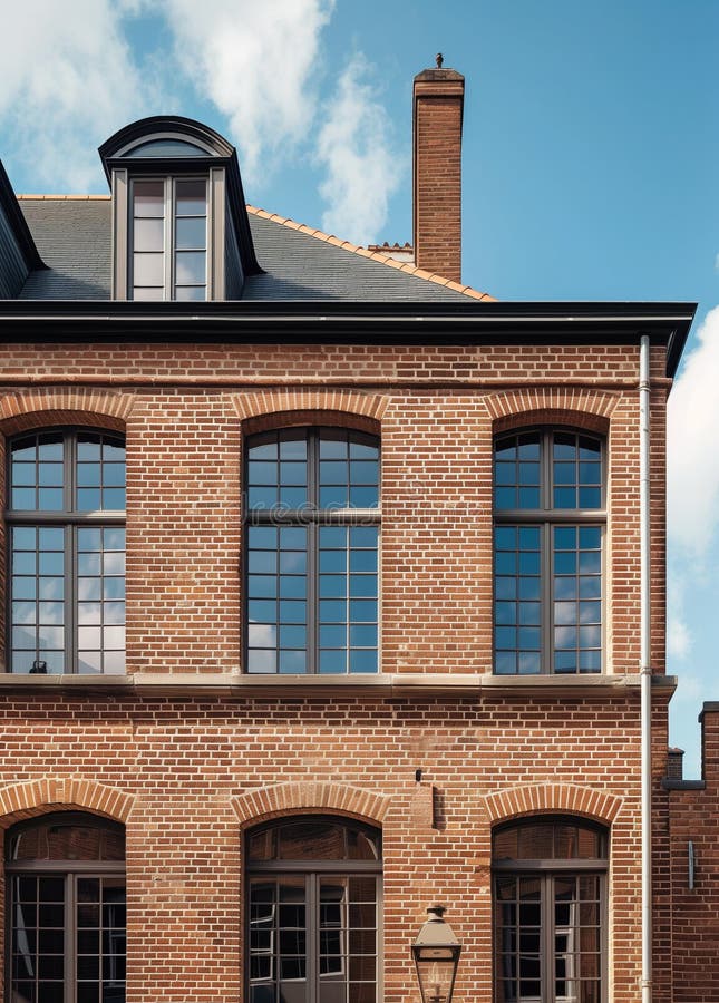 Charming Two-story Brick Office Building Stock Photo - Image of windows ...