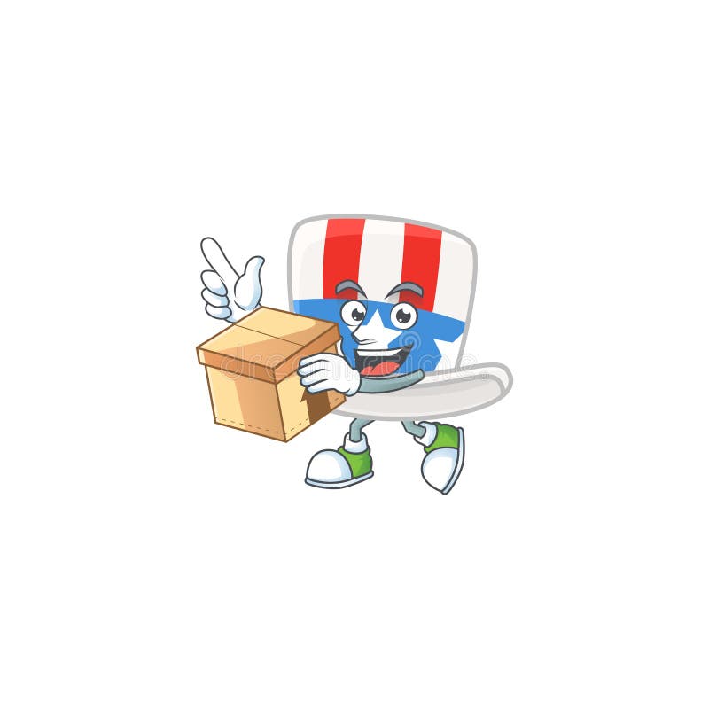 A Charming Uncle Sam Hat Mascot Design Style Having a Box Stock Vector ...