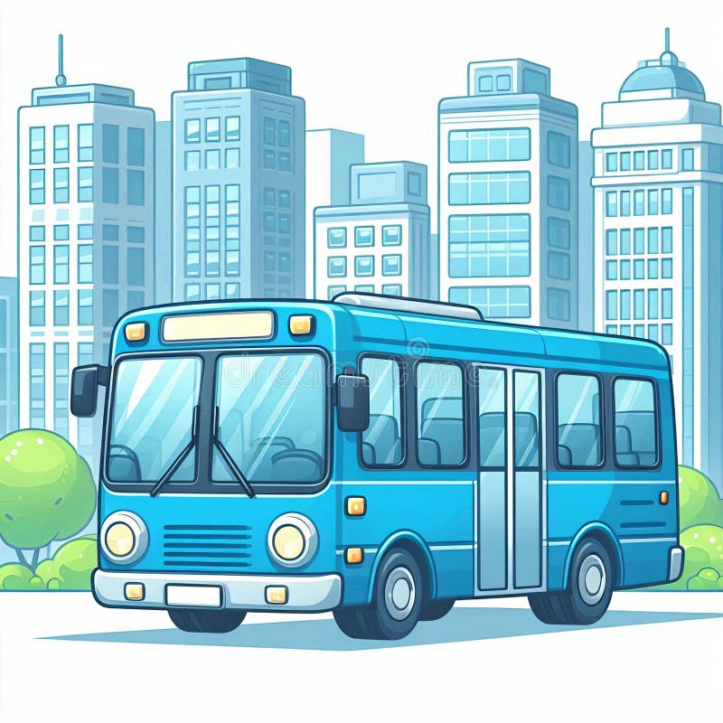 Charming Urban Passenger Bus Stock Illustration - Illustration of ...