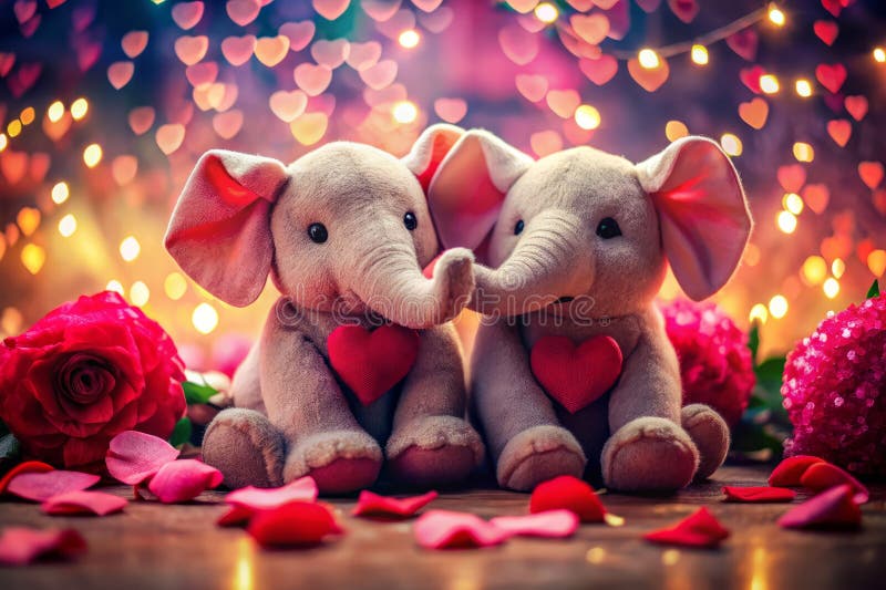 Charming Valentines Day Elephant Decor a Romantic Pink and Red Elephant ...