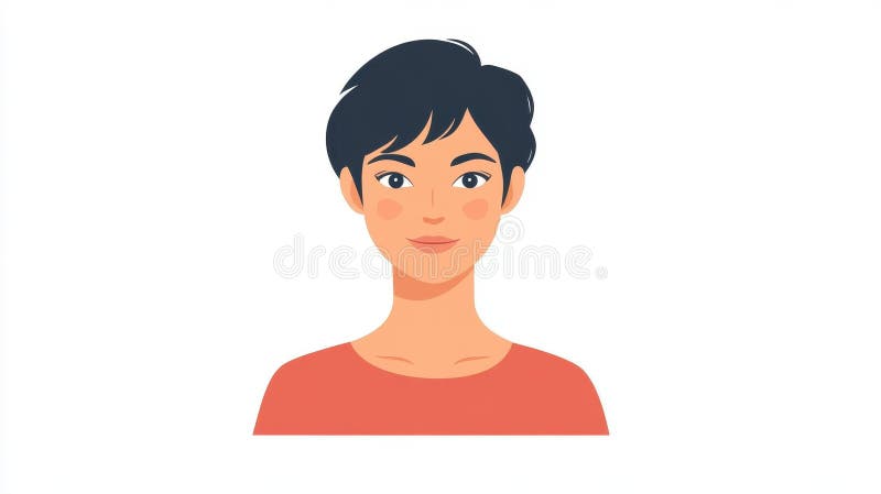 Charming Vector Character with Short Hair and a Subtle Smile, Perfect ...