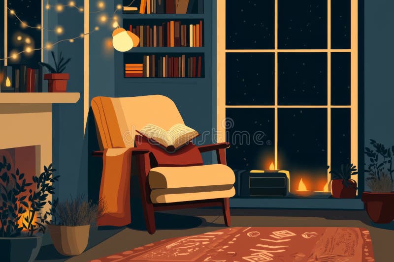 Cozy Reading Nook Illustration Stock Illustration - Illustration of ...