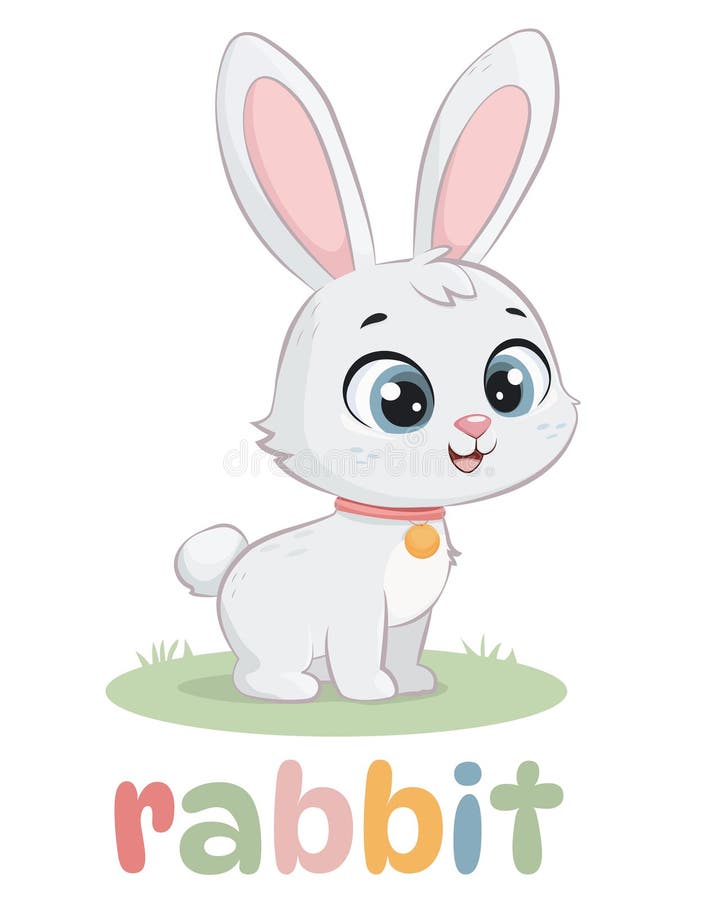 Cute Bunny with Text Pastel Colors Stock Vector - Illustration of tail ...